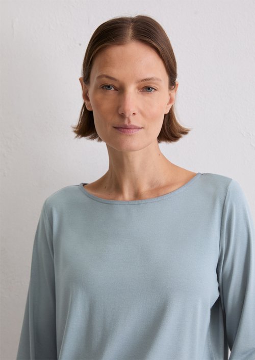 Longsleeve mit elastischem Saum regular aus LENZING™ ECOVERO™ - blau | Langarm | MARC O’POLO