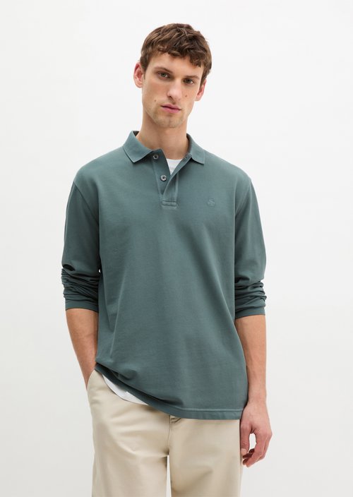 Piqué regular polo shirt made from organic cotton with elastane - gray ...