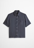 Chemise à manches courtes regular en pur lin - gris | Chemises en lin ...