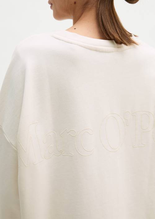 Logo-Sweatshirt loose aus Organic Cotton - weiss | Rundhalssweater ...