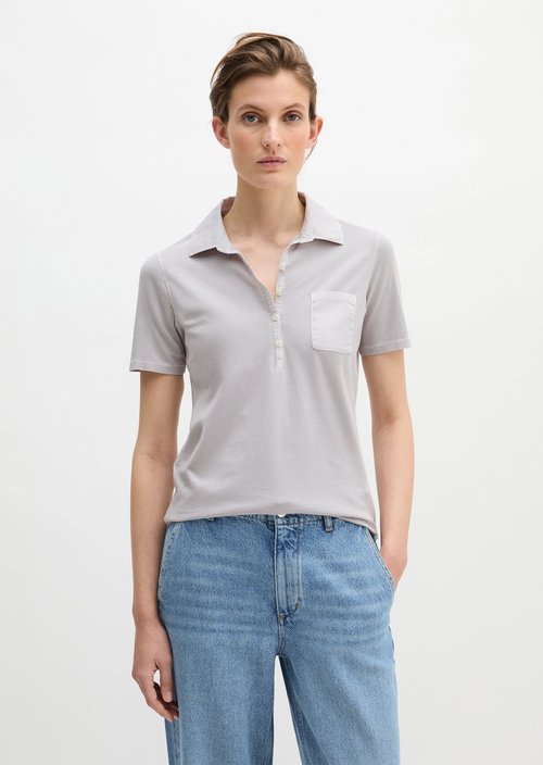 Kurzarm Poloshirt slim mit Material-Mix-Details - blau | Polos | MARC O ...