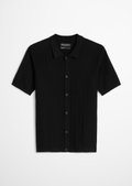 Polo-Strickjacke regular mit vertikaler Strickstruktur - schwarz ...