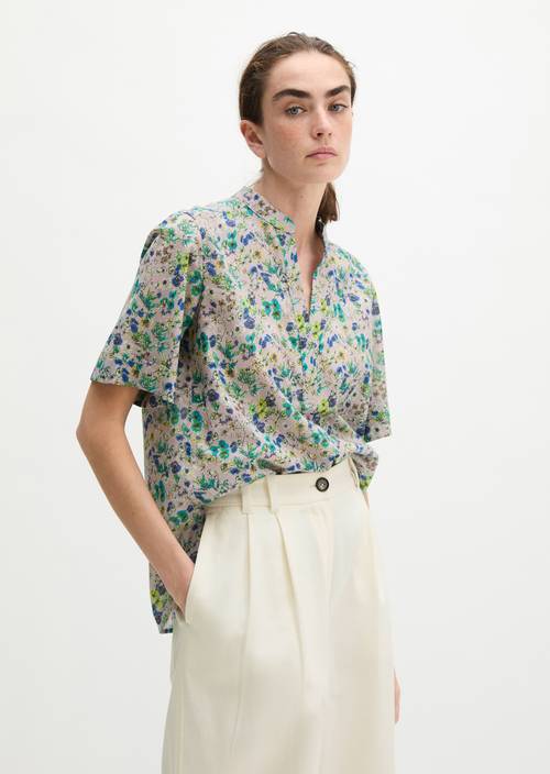 Relaxed blouse made of printed cotton voile - rose | Blouse-style ...