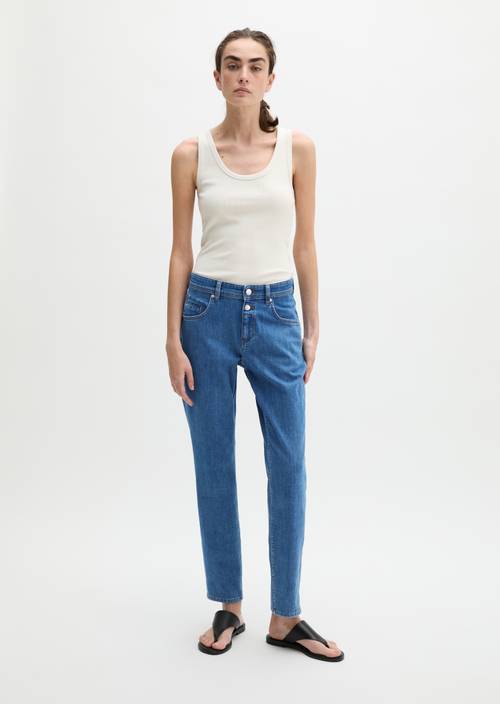 Jeans model Theda boyfriend cropped with two buttons - blue | Jeans ...