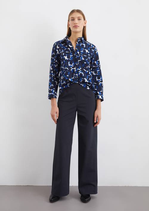 A-shape blouse made from papertouch poplin - multicolor | Shirt collar ...