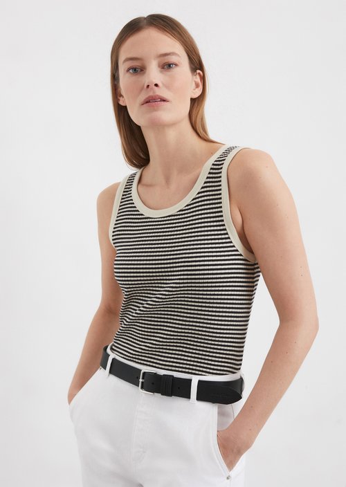 Regular striped top with TENCEL™ Modal - blue | Clothing | MARC O’POLO