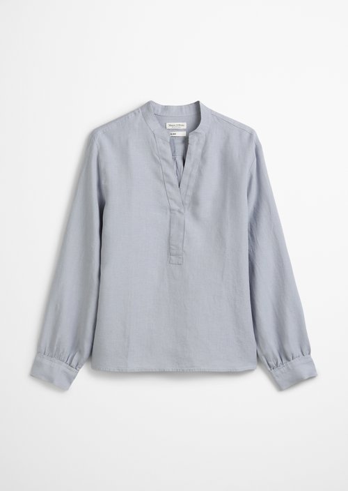 Linen tunic blouse regular made from pure linen - blue | Linen blouses | MARC O’POLO