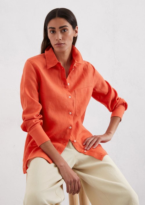 Linen blouse regular made of light quality - red | Linen blouses | MARC O’POLO