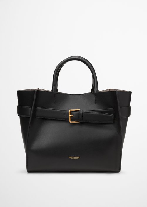 Shopper media in pregiata pelle bovina - nero | Shopper | MARC O'POLO