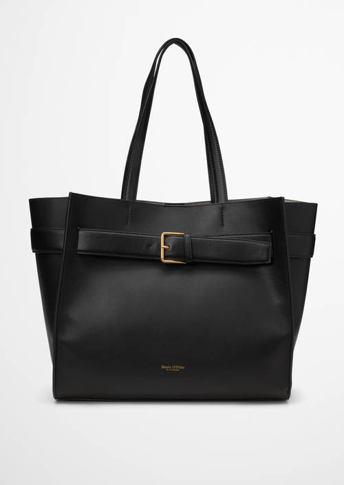 Shopper grande de cuero de vaca liso - negro | Bolsos shopper | MARC O’POLO