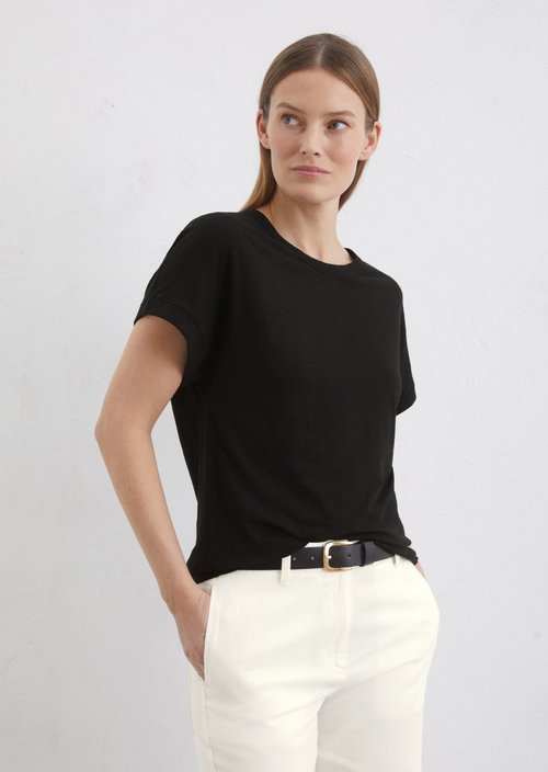 Camiseta suelta confeccionado en punto elástico - negro | Ropa | MARC O ...