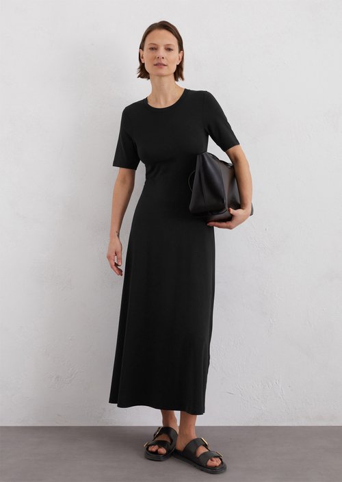 Jersey dress made from OCS Blended TENCEL™ Modal - black | Midi dresses ...