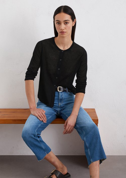 Regular fijn gebreid vest gemaakt van een biologisch katoenmengsel - zwart | Vesten | MARC O’POLO