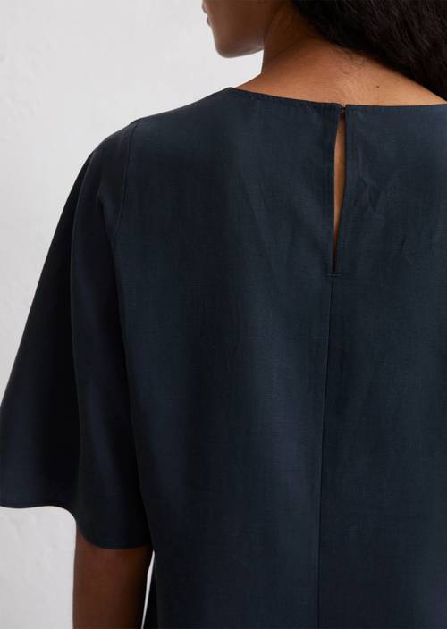 Mini-robe évasée en mélange TENCEL™ Lyocell-lin - bleu | Mini-robes ...