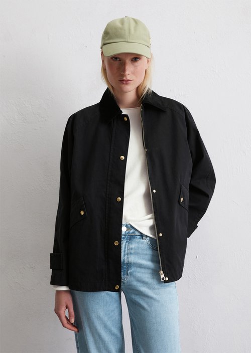 Relaxed cape-style barn jacket made from high-quality canvas - black ...