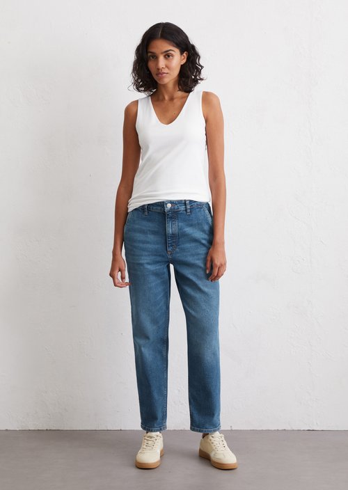 Jeans modèle Iva boyfriend cropped en mélange de coton organique - bleu ...