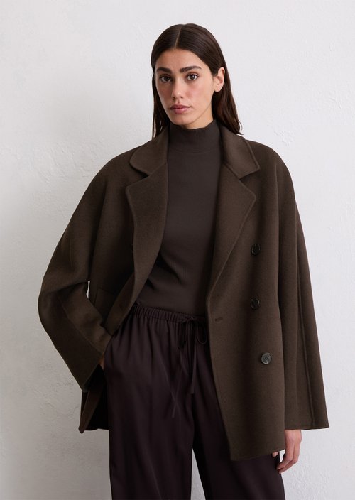 Caban relaxed en double face de laine noble - marron | Vestes en laine ...