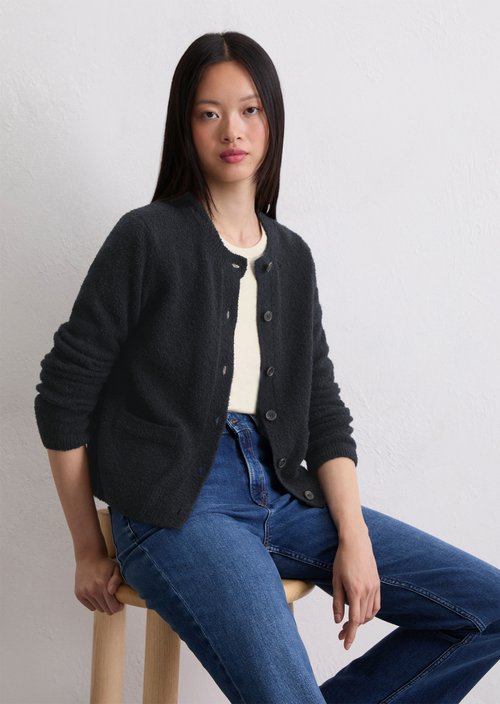 Cardigan regular de hilo bouclé - azul | Cárdigans | MARC O’POLO