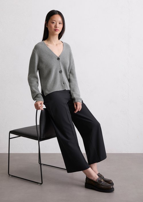 Cardigan col V relaxed en coton organique lourd - gris | Maille ...