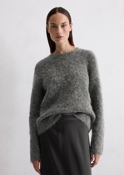 Knitted sweater regular made from a cuddly alpaca wool mix - gray ...