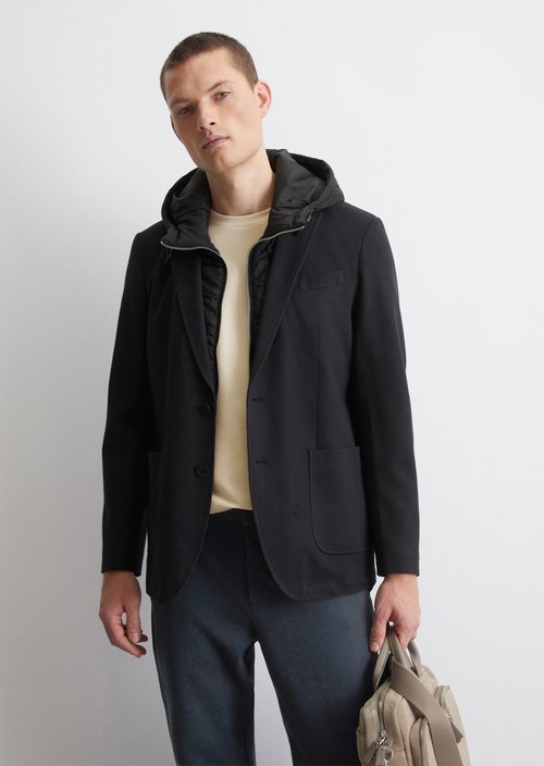 Jacket shaped with removable windshield - blue | Clothing | MARC O’POLO