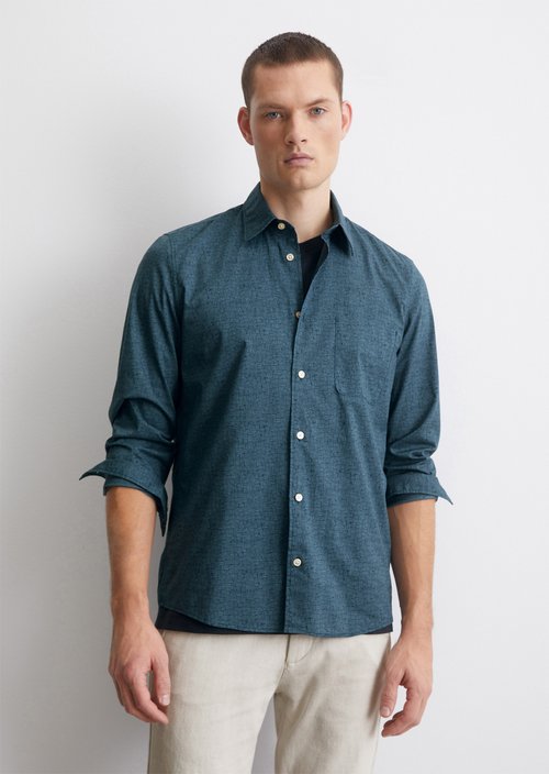 Shirt shaped with fine all-over print - blue | Long sleeve shirts ...