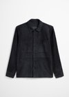 Shirt jacket regular made from soft goatskin - blue Shirt jacket regular made from soft goatskin - blue