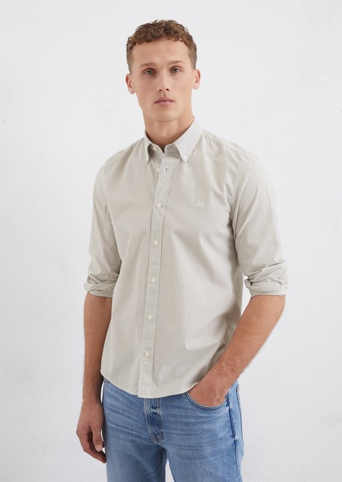 Shirt shaped made from organic cotton poplin - brown | Long sleeve ...