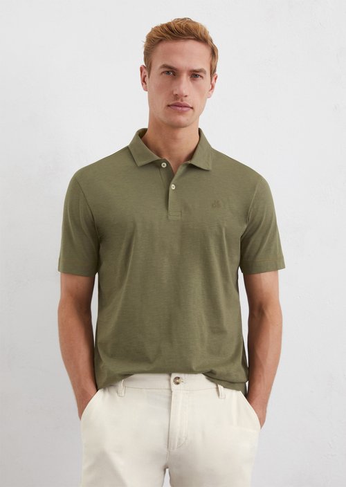 Polo shirt slub jersey regular made from soft organic cotton - green ...