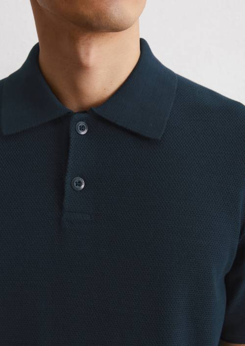 Regular polo shirt with a fine piqué structure - blue | Pullover | MARC ...