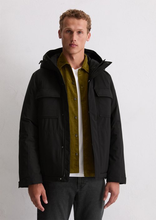 Hooded jacket regular with soft padding from Unifi REPREVE® - black ...