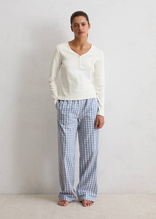 Lounge-Pyjama-Set im Material-Mix - blau | Loungewear | MARC O’POLO