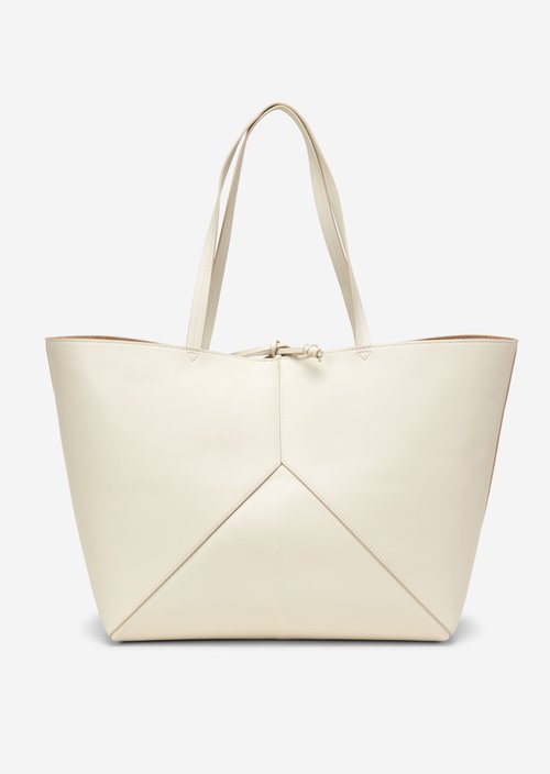 Shopper large en une alternative de cuir en polyester recyclé - beige ...