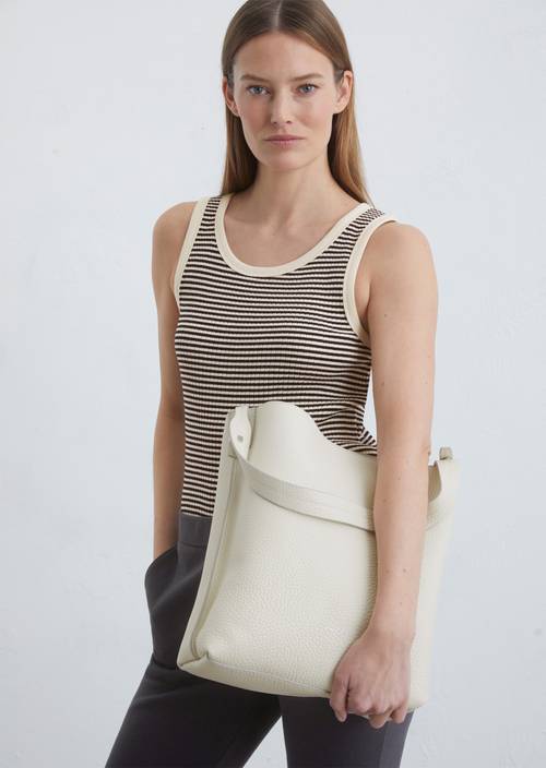 Hobo bag medium made from grained cowhide - white | Shoulder bag | MARC ...