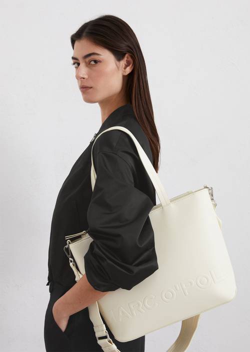 Shopper moyen en une alternative de cuir en polyester recyclé - blanc ...