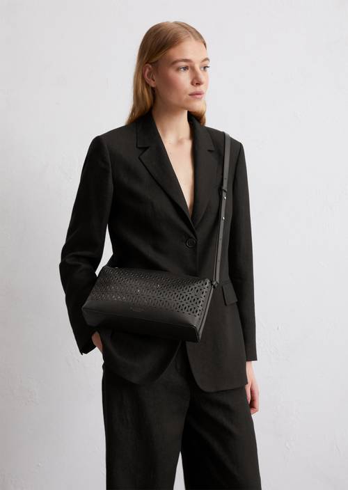 Shoulder bag small made from fine cowhide - black | Messenger bag ...