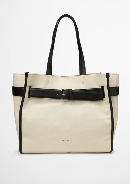 Shopper large made from robust canvas with leather details - white ...