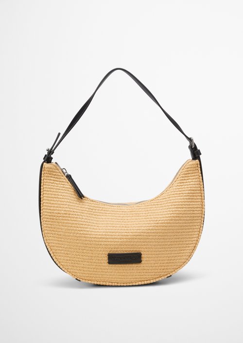 2in1 shoulder bag small in raffia bast look - beige | Messenger bag ...