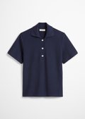 Regular polo shirt with honeycomb structure - blue | Polos | MARC O’POLO