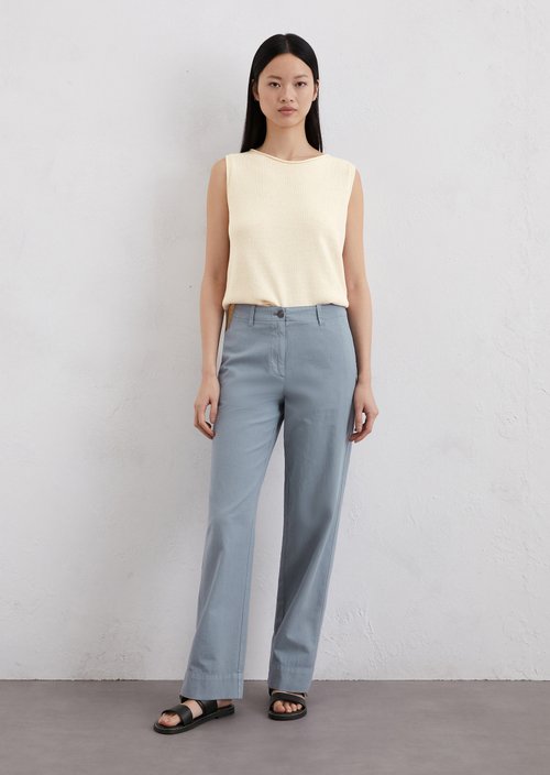 Pantalone largo modello Lande lungo in misto cotone e lino - blu ...