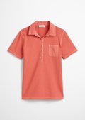 Kurzarm Poloshirt slim mit Material-Mix-Details - blau | Polos | MARC O ...