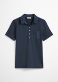 Kurzarm Poloshirt slim mit Material-Mix-Details - blau | Polos | MARC O ...