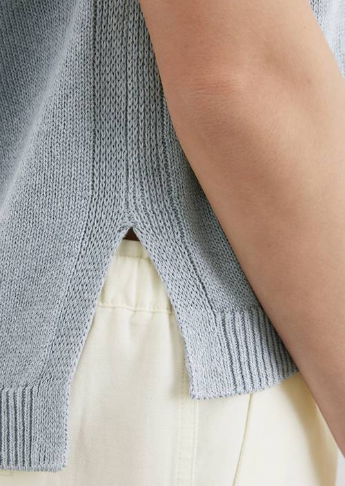 Sleeveless knitted sweater regular made from a linen mix - blue | Linen ...