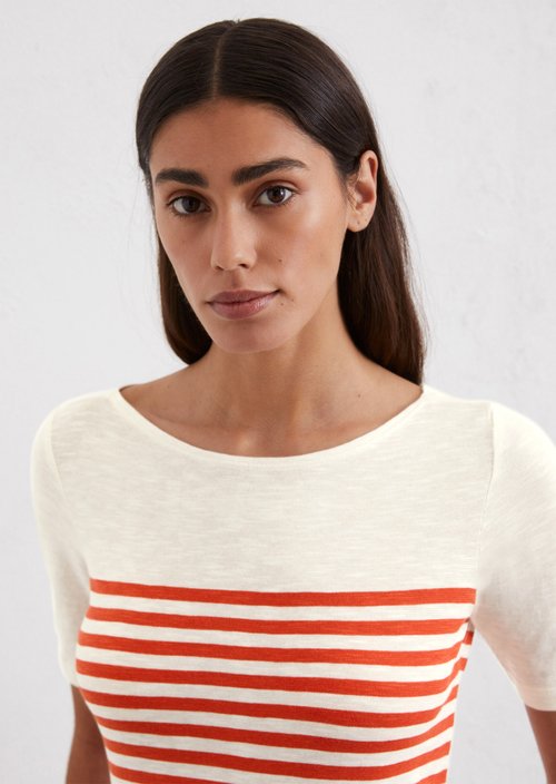 Regular striped T-shirt made from organic cotton slub jersey - red ...