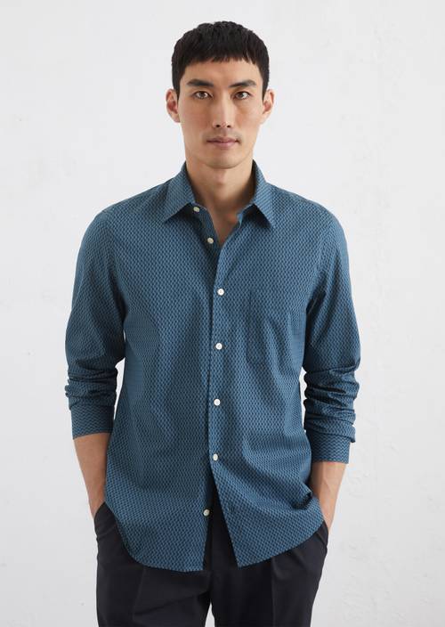 Shirt shaped with fine all-over print - blue | Print shirts | MARC O’POLO