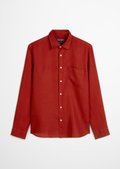 Chemise regular en pur lin - orange | Chemises à manches longues | MARC ...