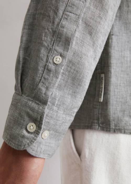 Chemise shaped en pur lin - gris | Chemises à manches longues | MARC O’POLO