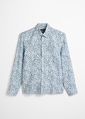 Chemise à col boutonné shaped en pur lin - bleu | Chemises à imprimé ...