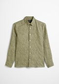 Chemise à col boutonné shaped en pur lin - bleu | Chemises à imprimé ...