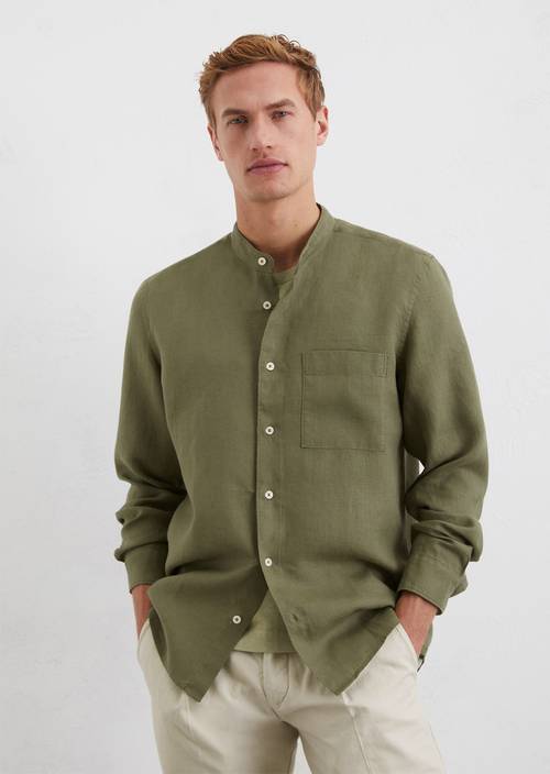 Chemise regular en pur lin - verde | Chemises à manches longues | MARC ...